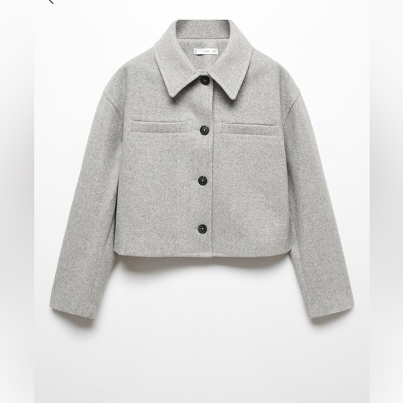 Mango | Jackets & Coats | Mango Gray Cropped Jacket With Black Buttons ...